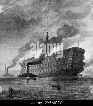 Departure of the Dreadnought hospital ship from her old moorings in the ...