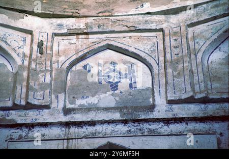 painted plaster interior of Seljuk Mausoleum dated 1067, Kharraqan ...