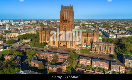 Aerial picture of Liverpool Anglican cathedral on St. James' Mount in ...