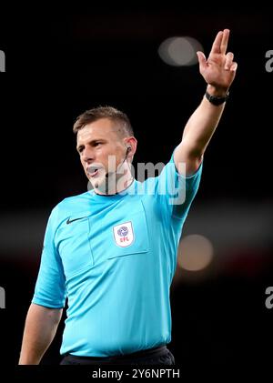 Josh Smith, referee during the Carabao Cup third round match at the ...