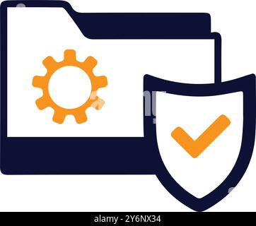 web, folder, secure, tick, gear, settings, information web folder security shield icon Stock ...