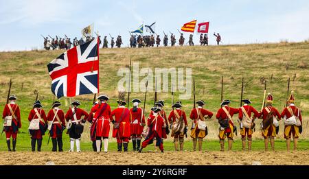 British soldiers and Union Jack flag, 1815, Peninsula War Regiment as ...