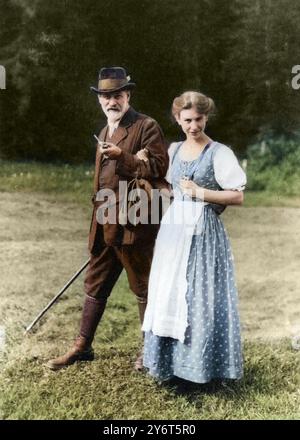 Sigmund Freud with daughter Anna Freud walking in Dolomite Alps Stock ...