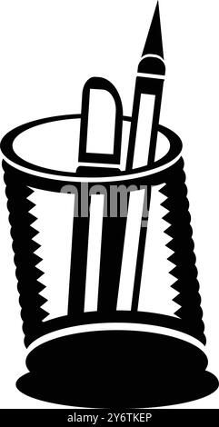 pen, pencil, holder, ruler, scale, pen holder icon Stock Vector Image ...