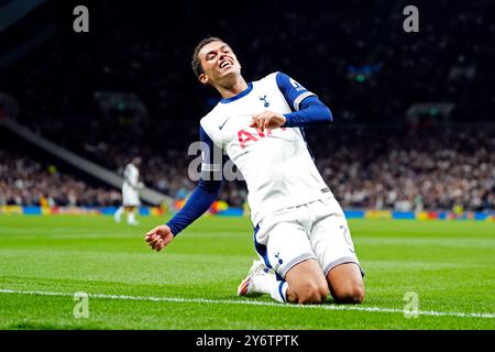 Tottenham Hotspur's Brennan Johnson celebrates scoring their side's ...