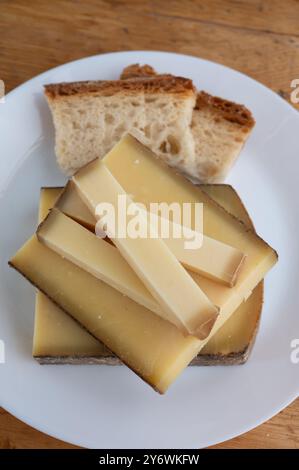 French aged in caves cheese Comte with brown rind, made from ...