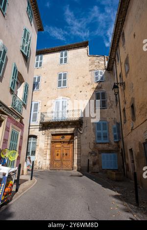 Lorgues, France - 09-21-2022: main square in Provencal village in ...