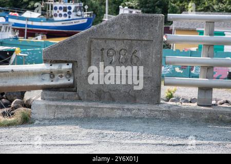 1986 on the concrete post on the bridge in Petty Harbour–Maddox Cove ...