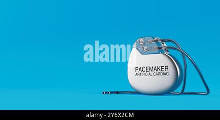 Implantable Artificial Cardiac Pacemaker Device on a white background ...