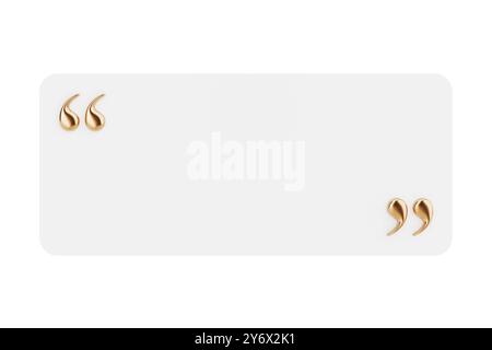 White Blank Card with Golden Quotation Marks on a white background. 3d ...