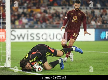 Roma's goalkeeper Mile Svilar makes a save during an Italian Serie A ...