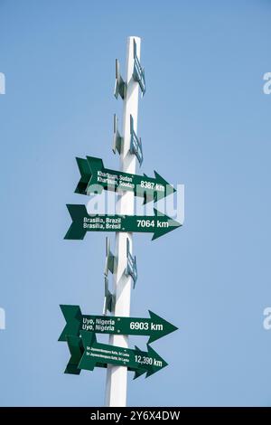 Directional signs to various world cities at Downtown Disney in Lake ...
