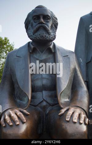The iconic Karl Marx statue stands proudly in the Marx-Engels-Forum, a ...