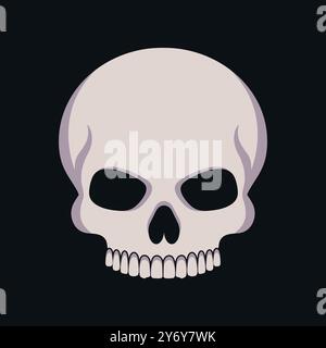 Human skull without a lower jaw silhouette on white background. Skull ...