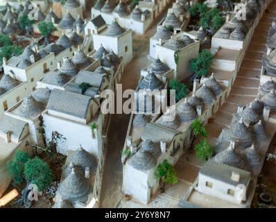Miniature scale model of alberobello in puglia, italy, representing the ...