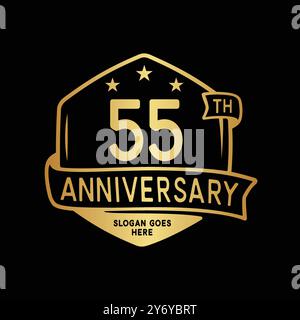 55 years anniversary celebration hexagon design template. 55th ...