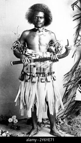Fijian dancer, Fiji, Victorian period Stock Photo - Alamy