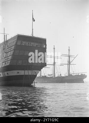 Cadets and a new HMS Worcester training ship.1940 Stock Photo - Alamy