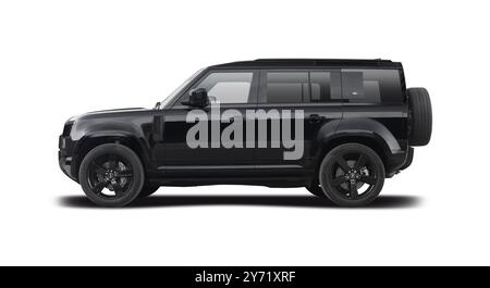 Land Rover Defender SUV car isolated on white background Stock Photo ...