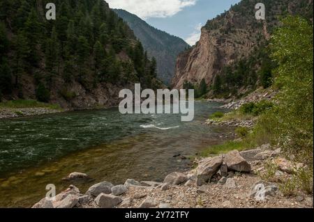 Colorado's Gunnison River, just below the Morrow Dam and its confluence ...