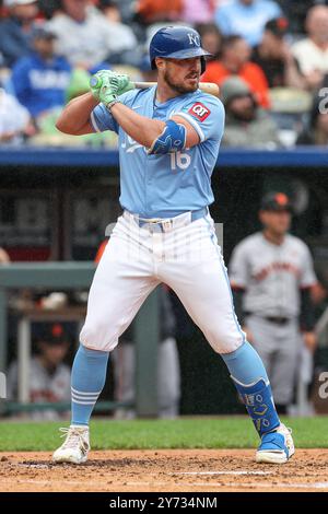 Kansas City Royals' Hunter Renfroe takes a swing during the second ...