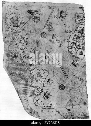 Map of the world - by Ottoman admiral Piri Reis, 1513 Stock Photo - Alamy