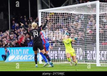 Chelsea's Nathalie Bjorn (left) and Crystal Palace's Annabel Blanchard ...