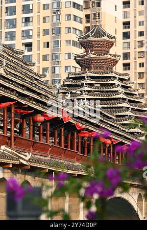 TONGREN, CHINA - SEPTEMBER 27, 2024 - Red flags are hung on both sides ...