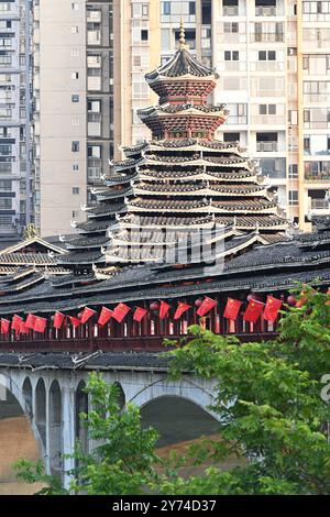 TONGREN, CHINA - SEPTEMBER 27, 2024 - Red flags are hung on both sides ...