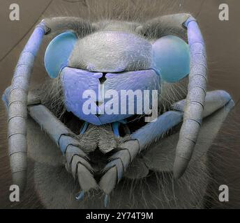 Proboscis. Coloured scanning electron micrograph (SEM) of the tip of ...