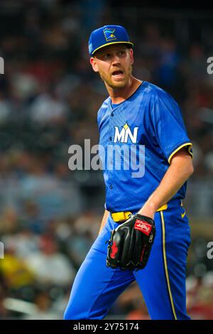 Minnesota Twins pitcher Michael Tonkin in action during a baseball game ...