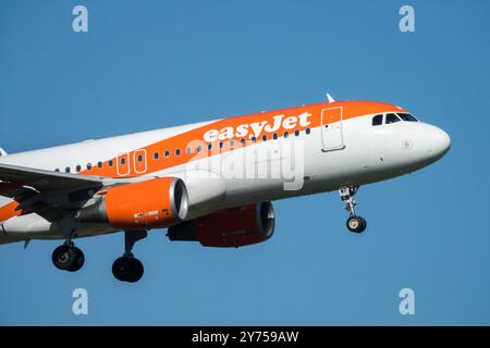 A view of the Airbus A320 EasyJet plane as it arrives at Fiumicino ...