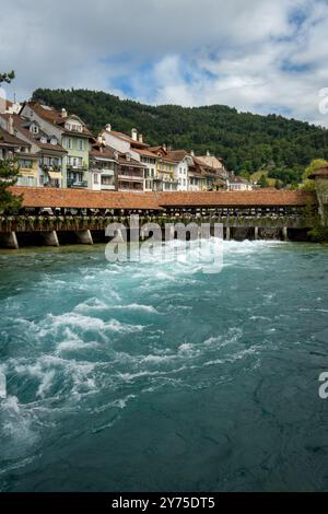 Aare river bridges in Thun over the city Stock Photo - Alamy