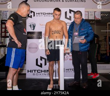 Professional boxers weighing in before a fight at South Parade Pier ...