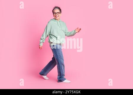 Full length photo of funny good mood man wear white t-shirt chatting ...