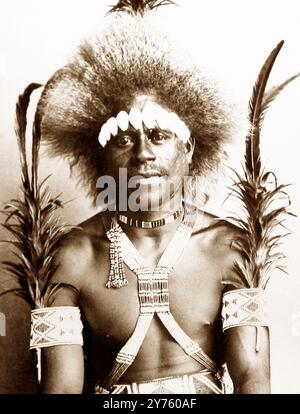 Village Chief wearing dancing costume, Solomon Islands, Victorian ...