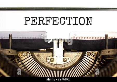 Perfection symbol. Concept word Perfection typed beautiful old retro ...
