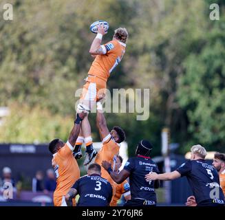 Sale Sharks' Ben Bamber wins a line out during the Gallagher PREM match ...