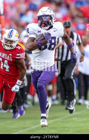 TCU wide receiver Eric McAlister (1) walks between plays during an NCAA ...