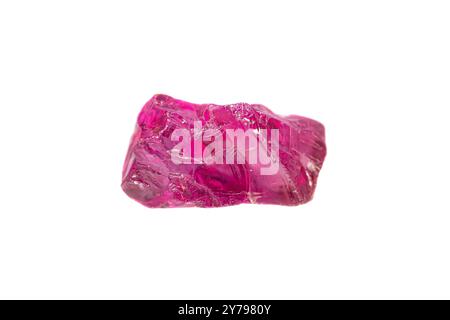 specimen of natural raw rhodolite crystal cutout on white background ...