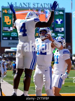 BYU quarterback Jake Retzlaff (12) looks to throw against Colorado ...