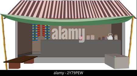 Indian village tea stall isolated white background clipart for cartoon ...
