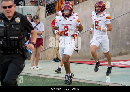 Iowa State defensive back Jamison Patton (2) celebrates a win over ...