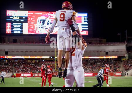 Iowa State offensive lineman Jalen Travis participates in a drill at ...
