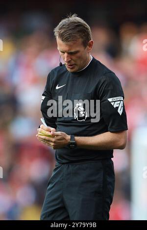 Referee Sam Barrott during the Premier League match at Anfield ...