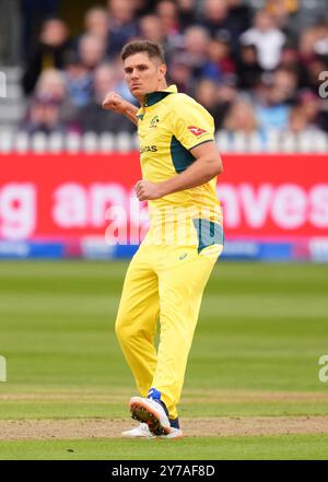 Australia's Aaron Hardie celebrates the wicket of Sri Lanka's Pathum ...