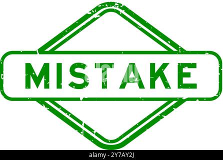 Grunge green mistake word rubber business seal stamp on white ...