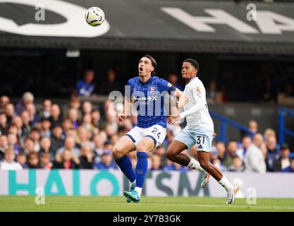 Ipswich Town's Jacob Greaves (left) and goalkeeper Alex Palmer ...