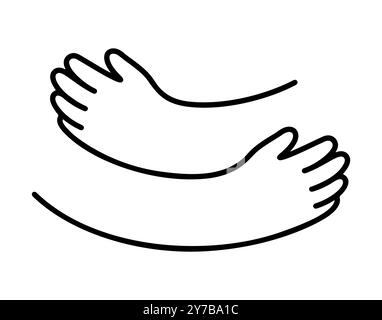 Embrace icon, arms hugging vector illustration, hands hug linear vector ...