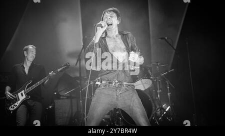 Frontman of British band Suede Brett Anderson playing a live gig at The ...